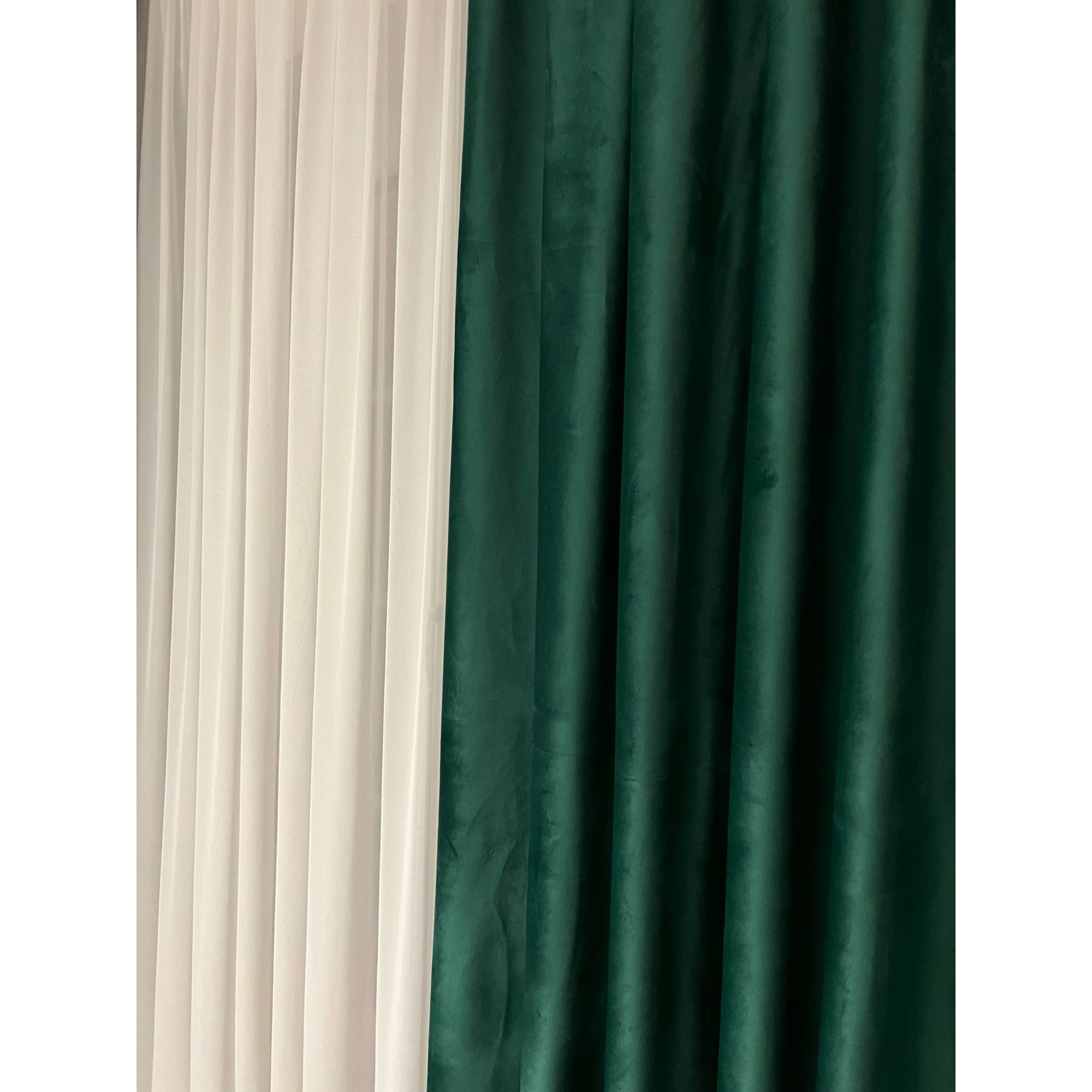 Set draperii din catifea, culoare verde smarald, dimensiuni 3 M x 2.45 ...