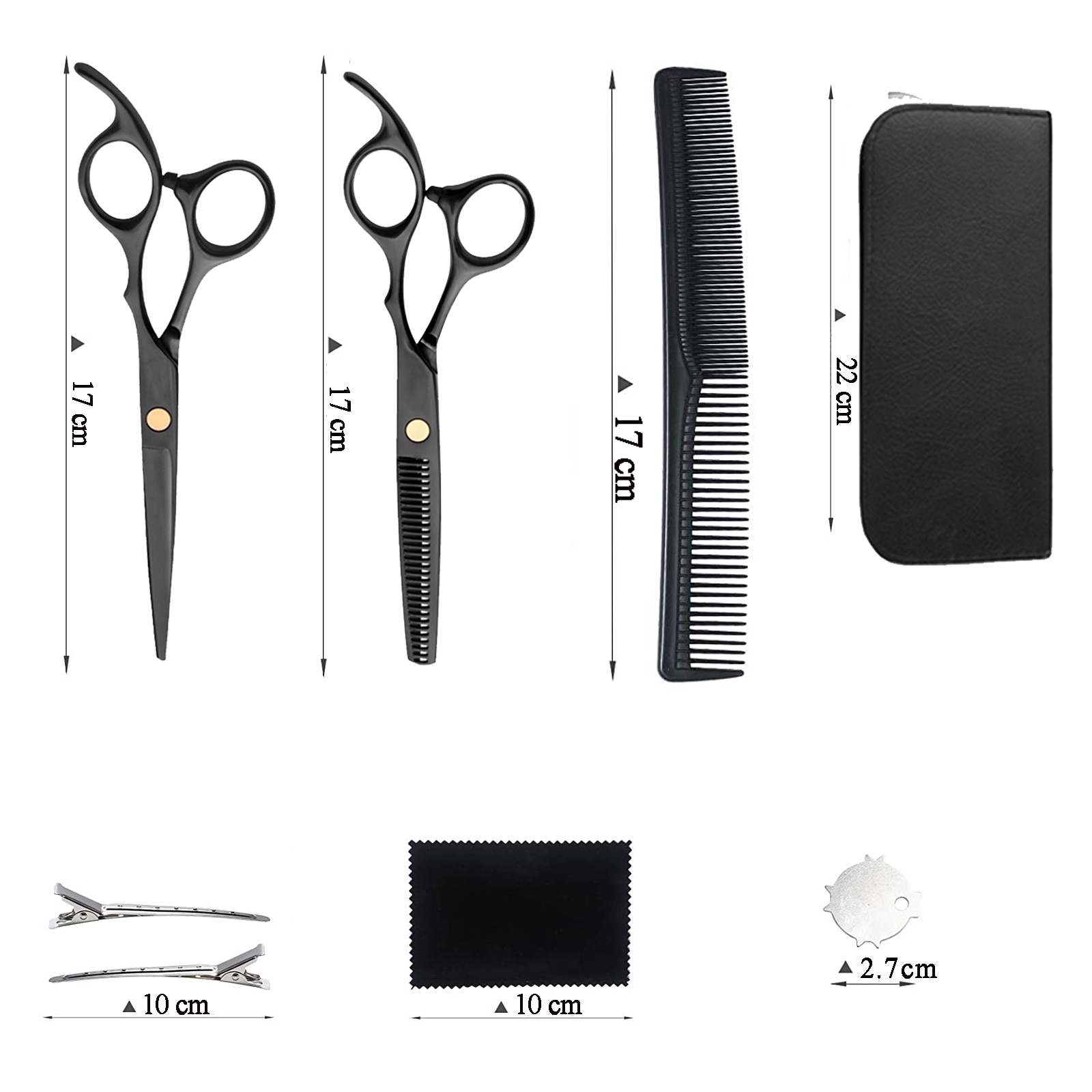 Set 8 accesorii tuns/filat, Darklove, cu foarfece, pieptene, cleme de ...