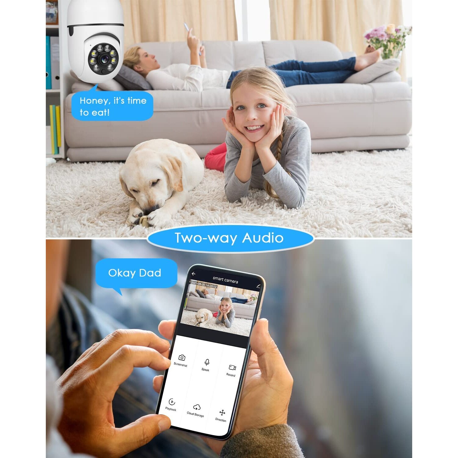 Camera de Supraveghere 360°, WI-FI 2.4Ghz, tip Bec, Senzor miscare ...
