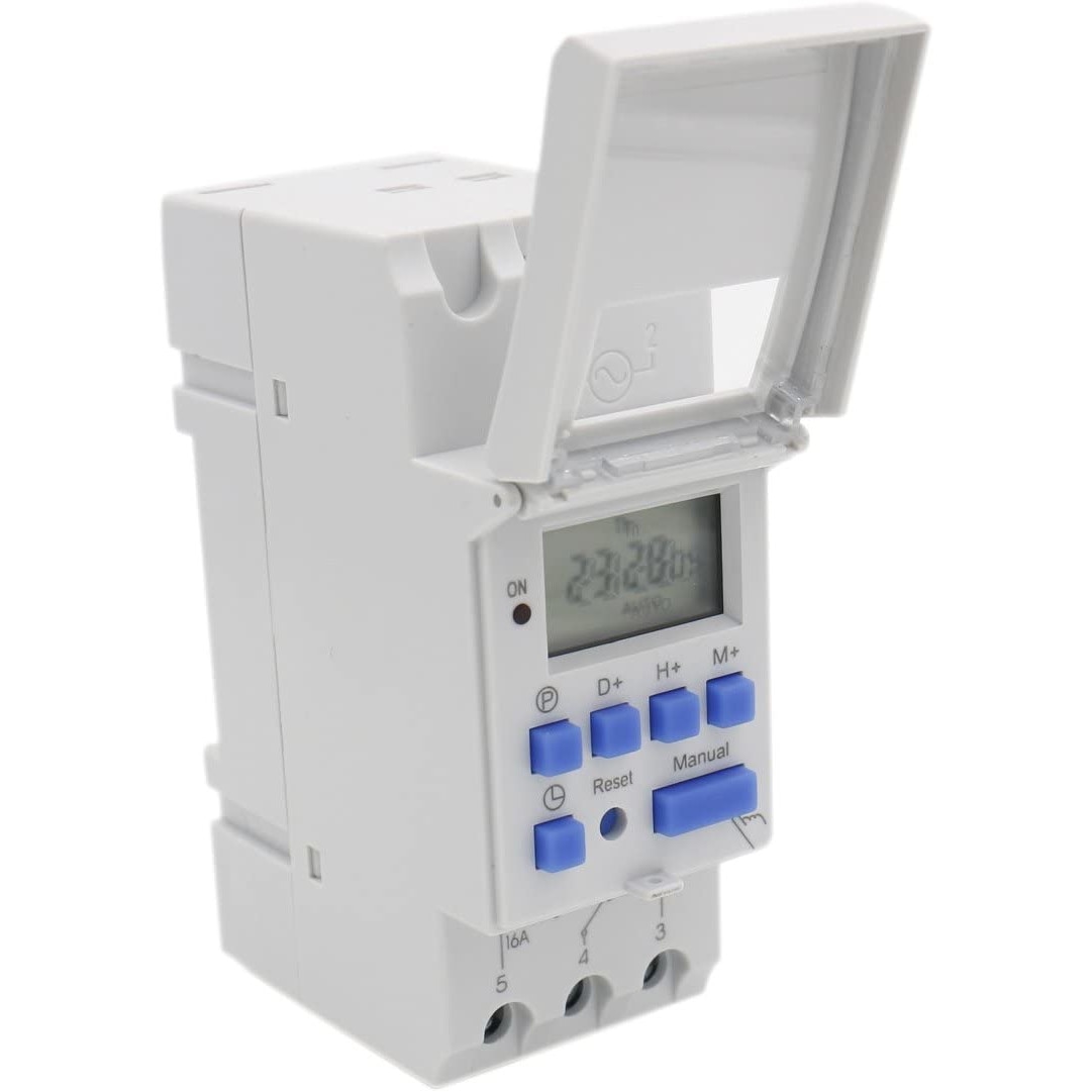 Releu temporizator programabil saptamanal LCD digital Heschen THC15A AC 220-240V 16A SPST si DIN ...