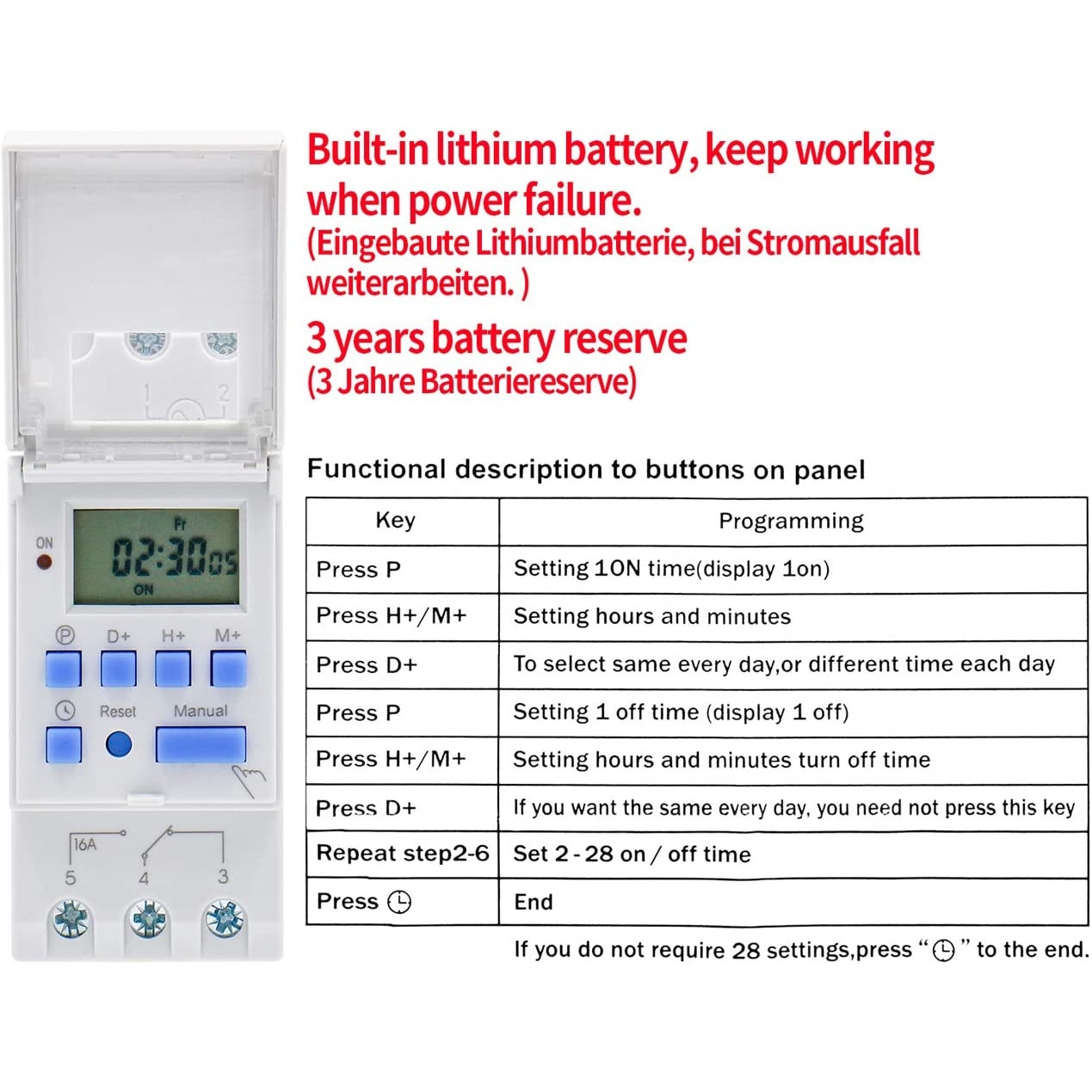 Releu temporizator programabil saptamanal LCD digital Heschen THC15A AC ...