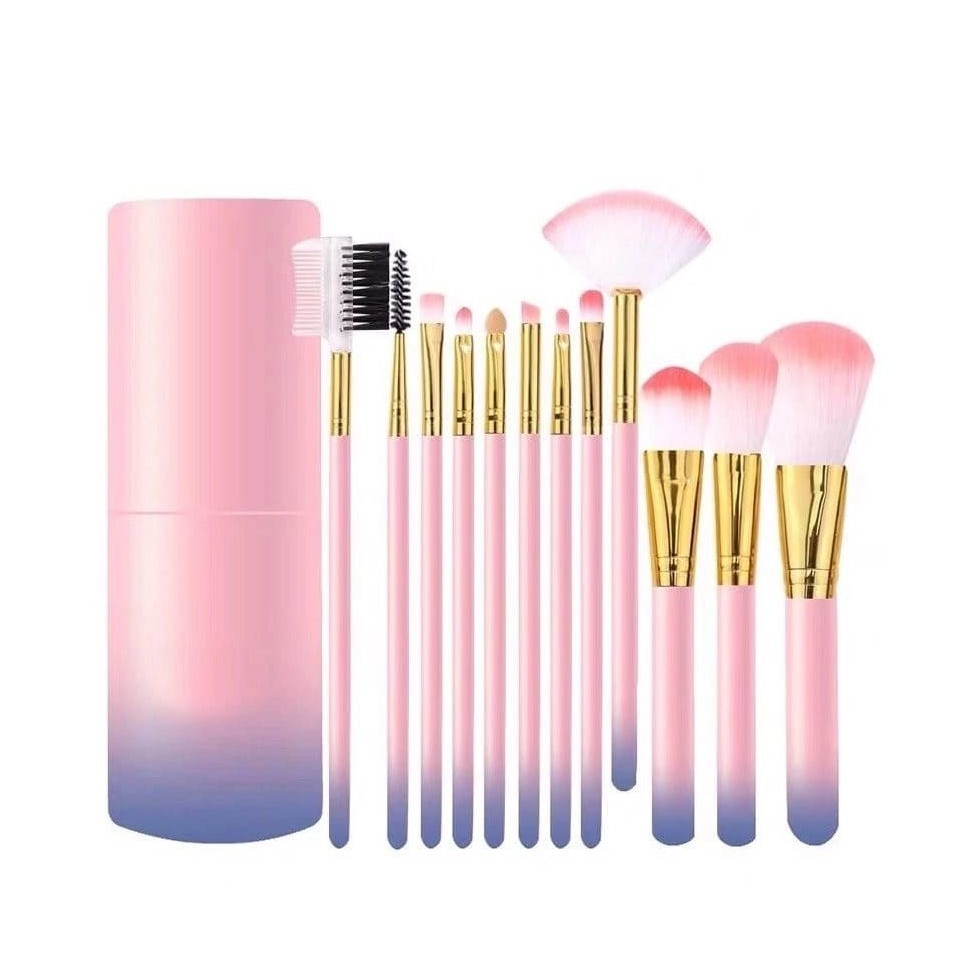 Set 12 Pensule Pentru Machiaj Profesional TNS®, Cutie Depozitare, Par ...