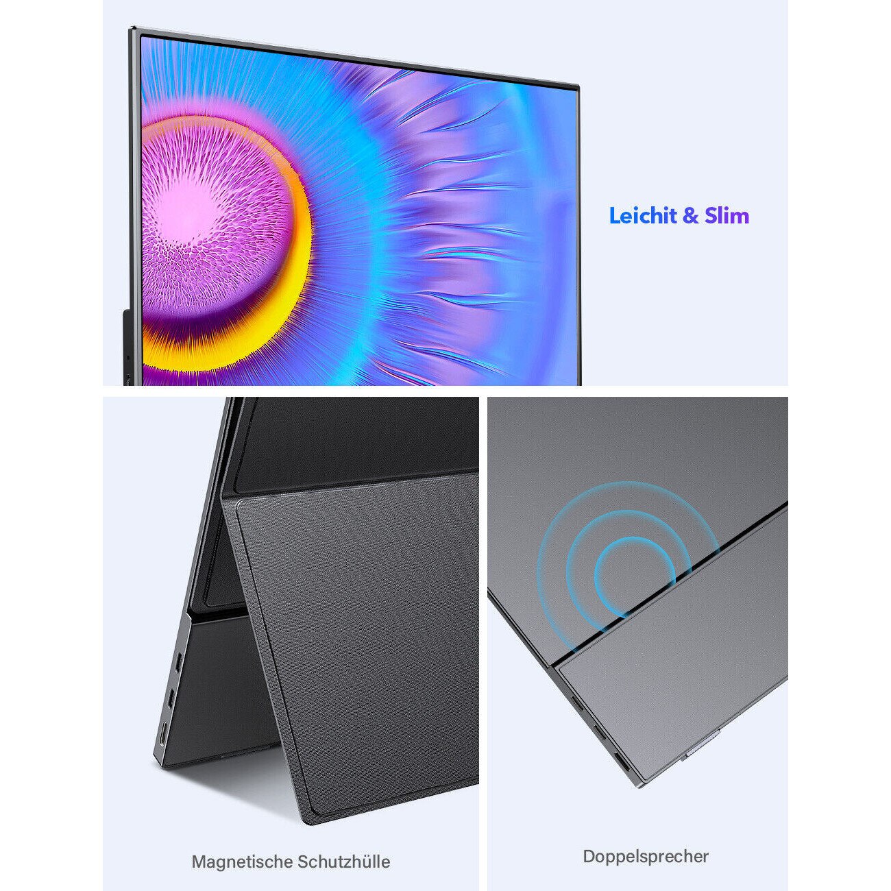 Monitor portabil, Uperfect, 1920x1080 px, 15.6 inci, LCD, Negru - eMAG.ro