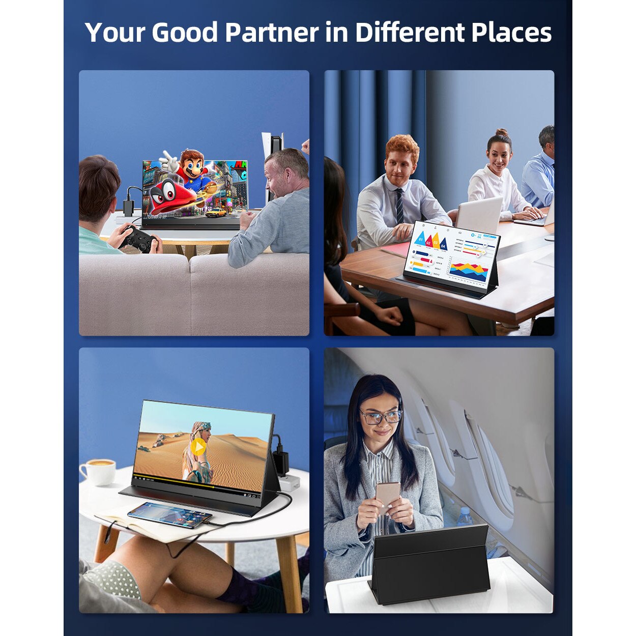 Monitor portabil, Uperfect, 2560x1440 px, 17.3 inci, 178 °, IPS, HDR ...