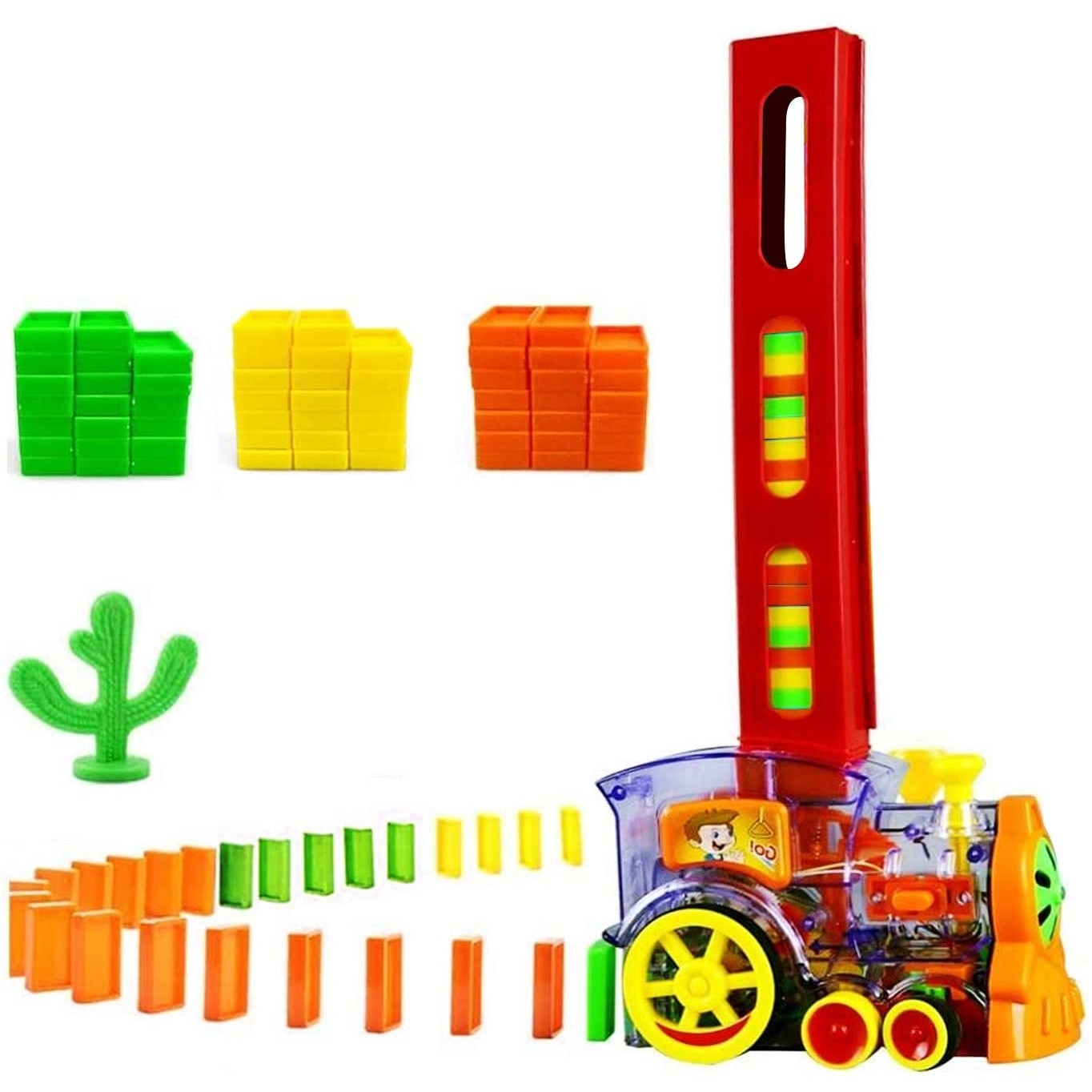 Set tren electric/joc domino, Plastic, Multicolor - eMAG.ro