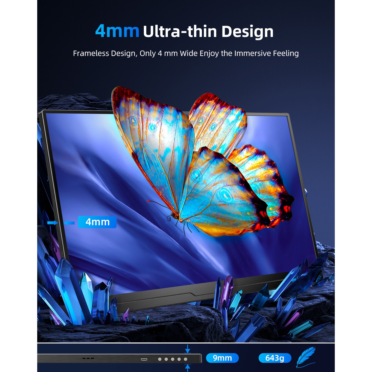 Monitor portabil, Uperfect, 2560x1600 px, 16 inci, 178 °, IPS, HDR, USB ...