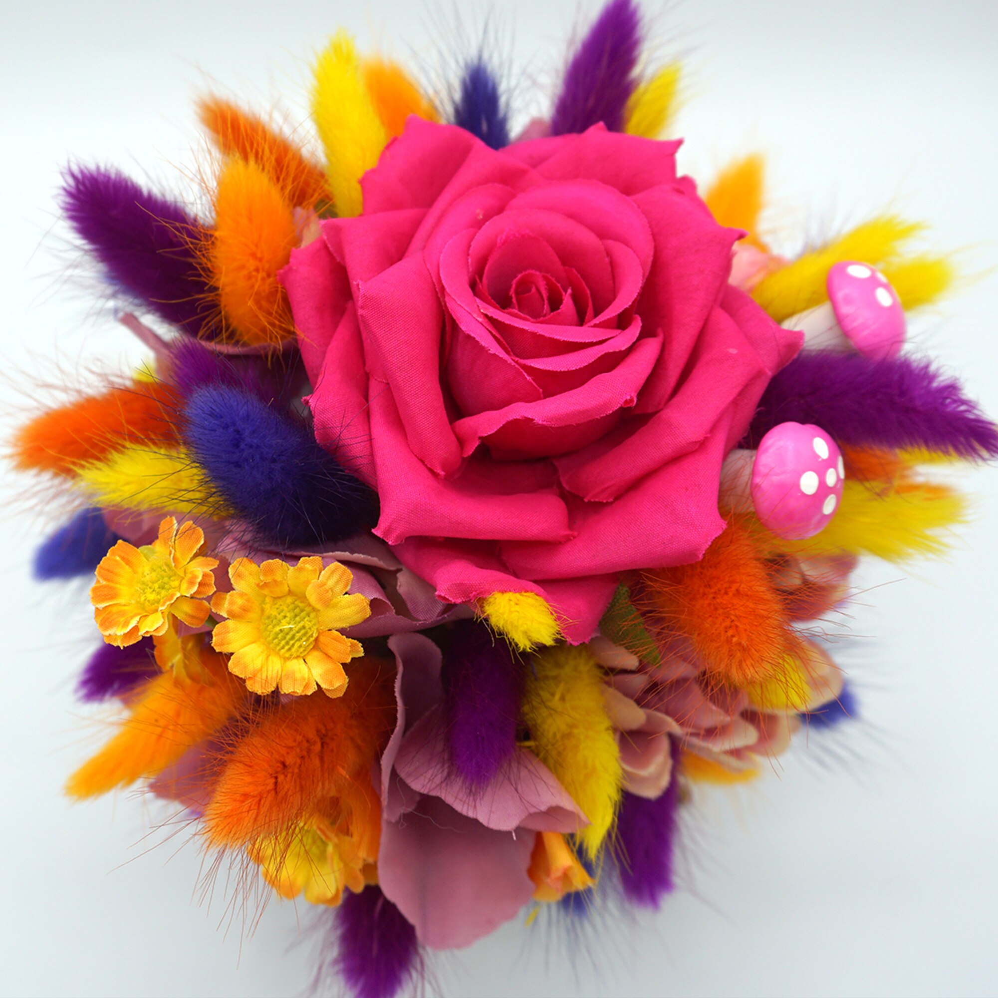 Aranjament floral tip trunchi stejar cu plante naturale uscate si flori ...