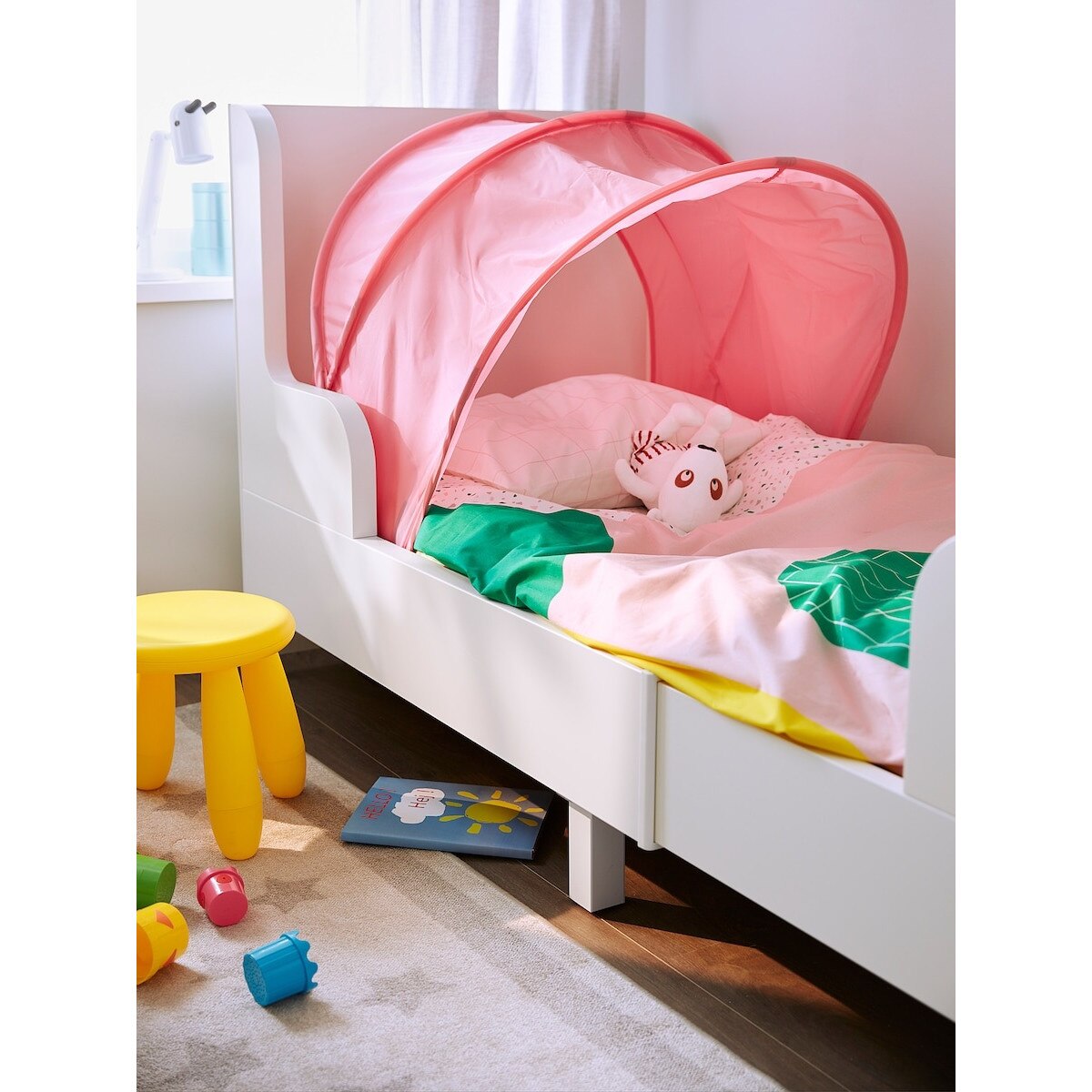 Cort roz pentru pat copii, 80 cm - eMAG.ro