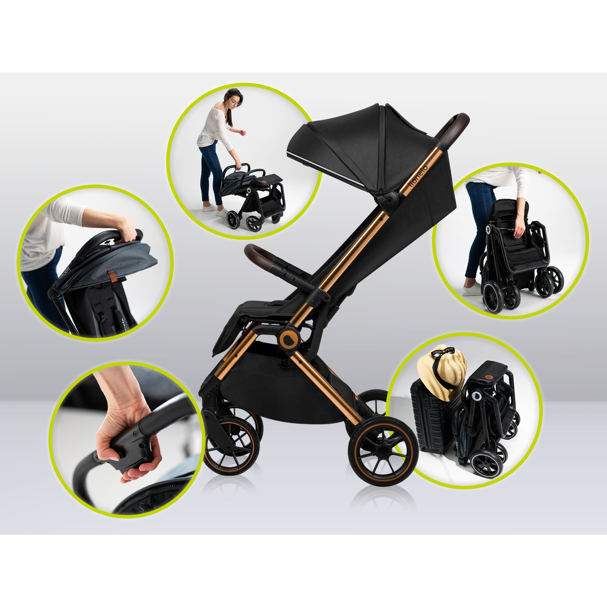 Carucior copii pliabil la 22 kg, LIONELO Cloe Spatar Reglabil Functie ...