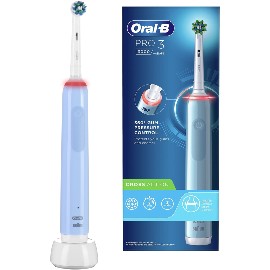 Електрическа четка за зъби Braun PRO 3 3000, Oral-B, Blue - eMAG.bg
