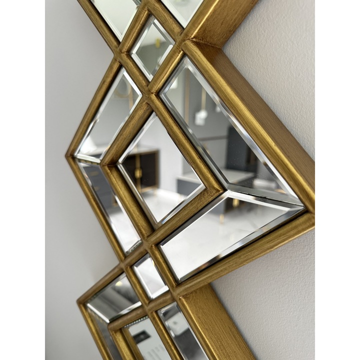 Oglinda decorativa Tiara, romburi intercalate, 114x30cm, Aurie - eMAG.ro