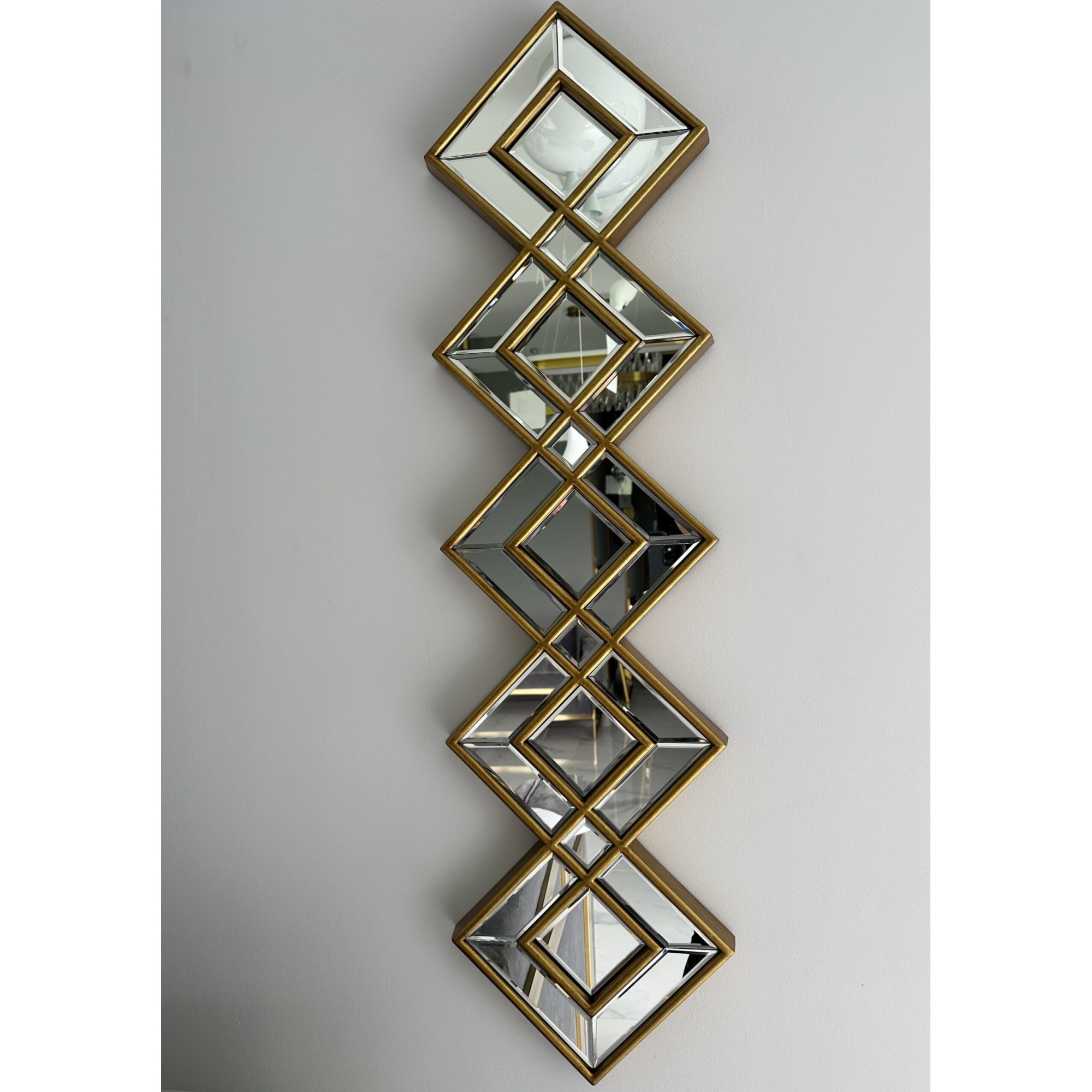 Oglinda decorativa Tiara, romburi intercalate, 114x30cm, Aurie - eMAG.ro