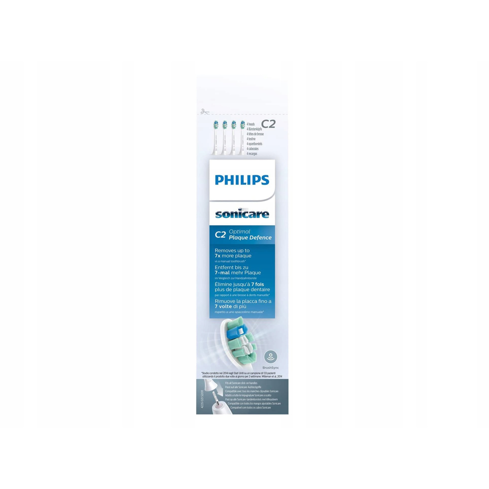 Комплект 4 глави за електрическа четка за зъби, Philips Sonicare, бяла ...