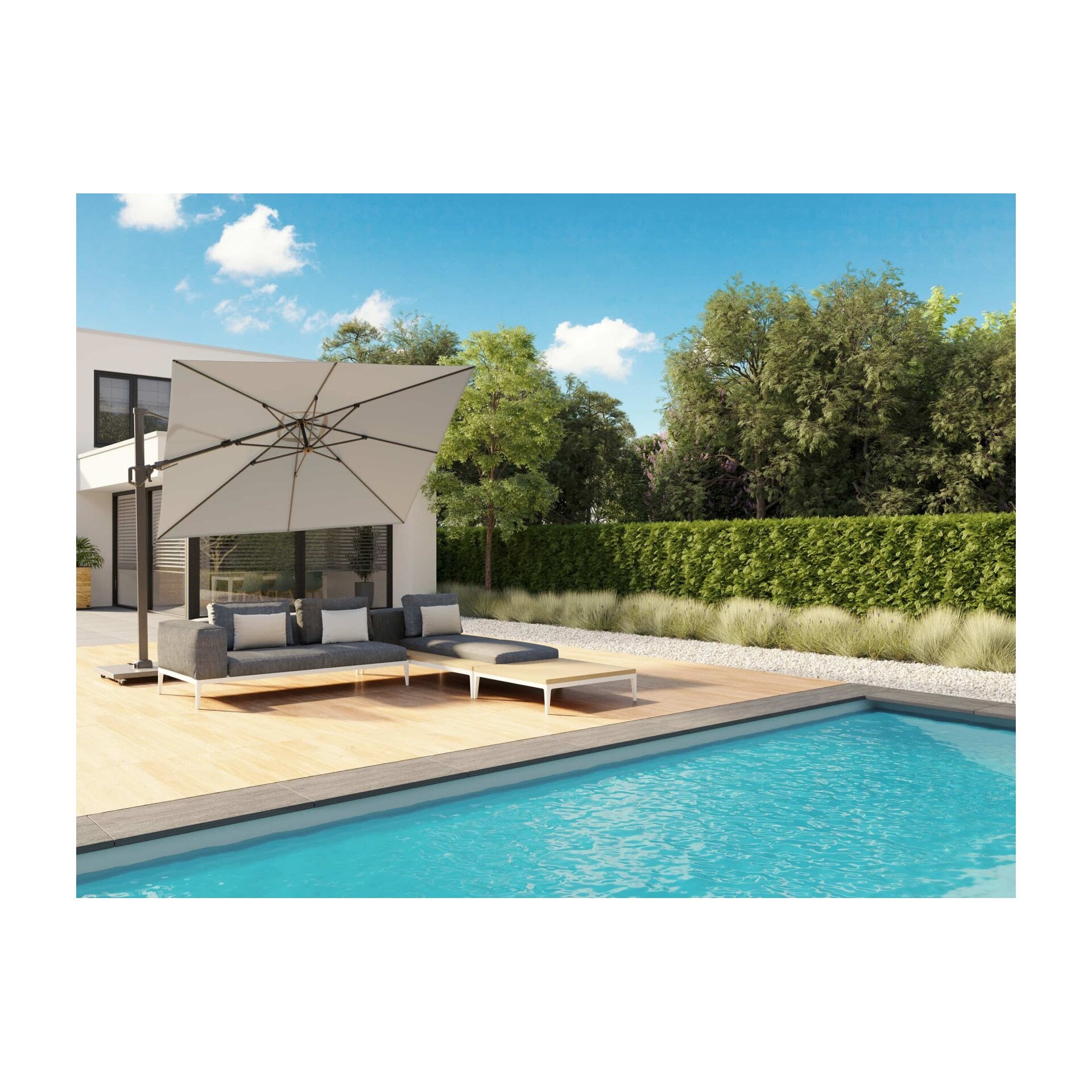 Umbrela de soare 3x3m pentru terasa si gradina, Virtuoso, aluminiu ...