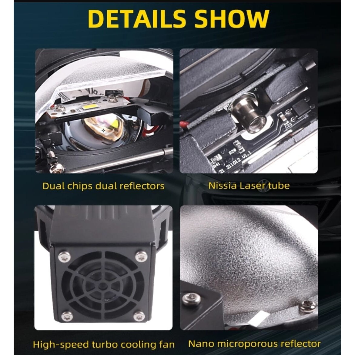 Set 2 Lupe Faruri cu Laser Bi LED 6000K AutoREY® Premium de 3 Inch 54W ...