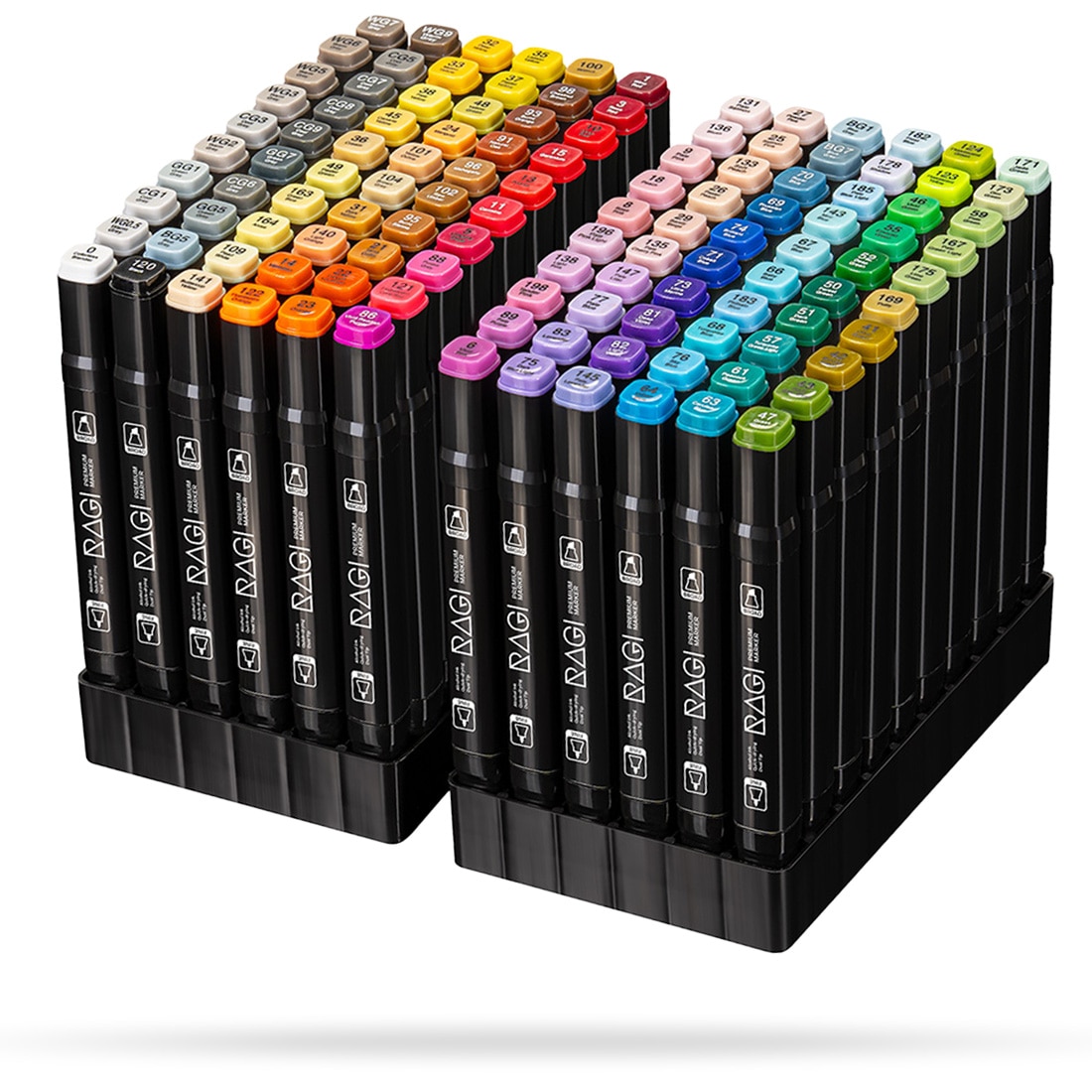 Set 120 de markere colorate RAGI, capete duble, cerneala pe baza de ...