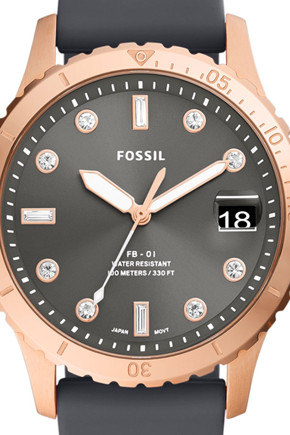 Fossil, Ceas analog cu cristal pe cadran, Gri inchis - eMAG.ro