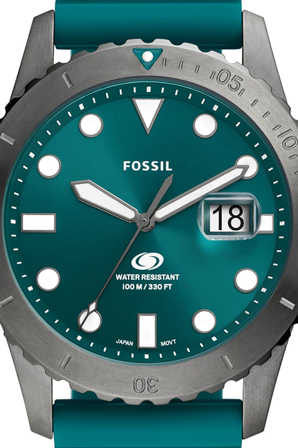Fossil, Ceas analog cu o curea de silicon, Verde persan - eMAG.ro