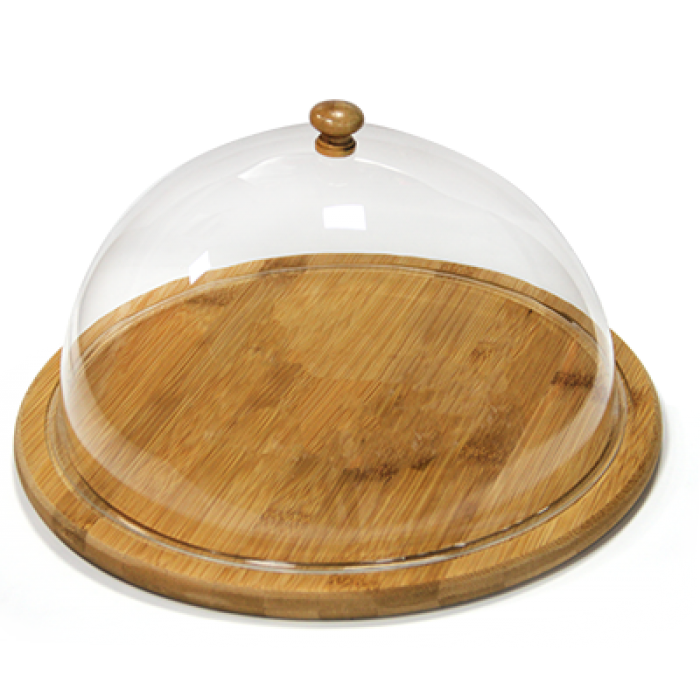 Platou bambus rotund cu capac acrilic RAKI D35cm - eMAG.ro