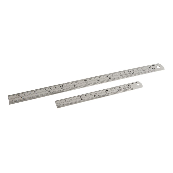Set 2 rigle otel inoxidabil, 150mm, 300mm, metric/imperial, Silverline ...