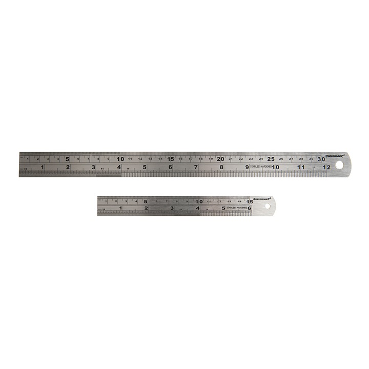 Set 2 rigle otel inoxidabil, 150mm, 300mm, metric/imperial, Silverline ...