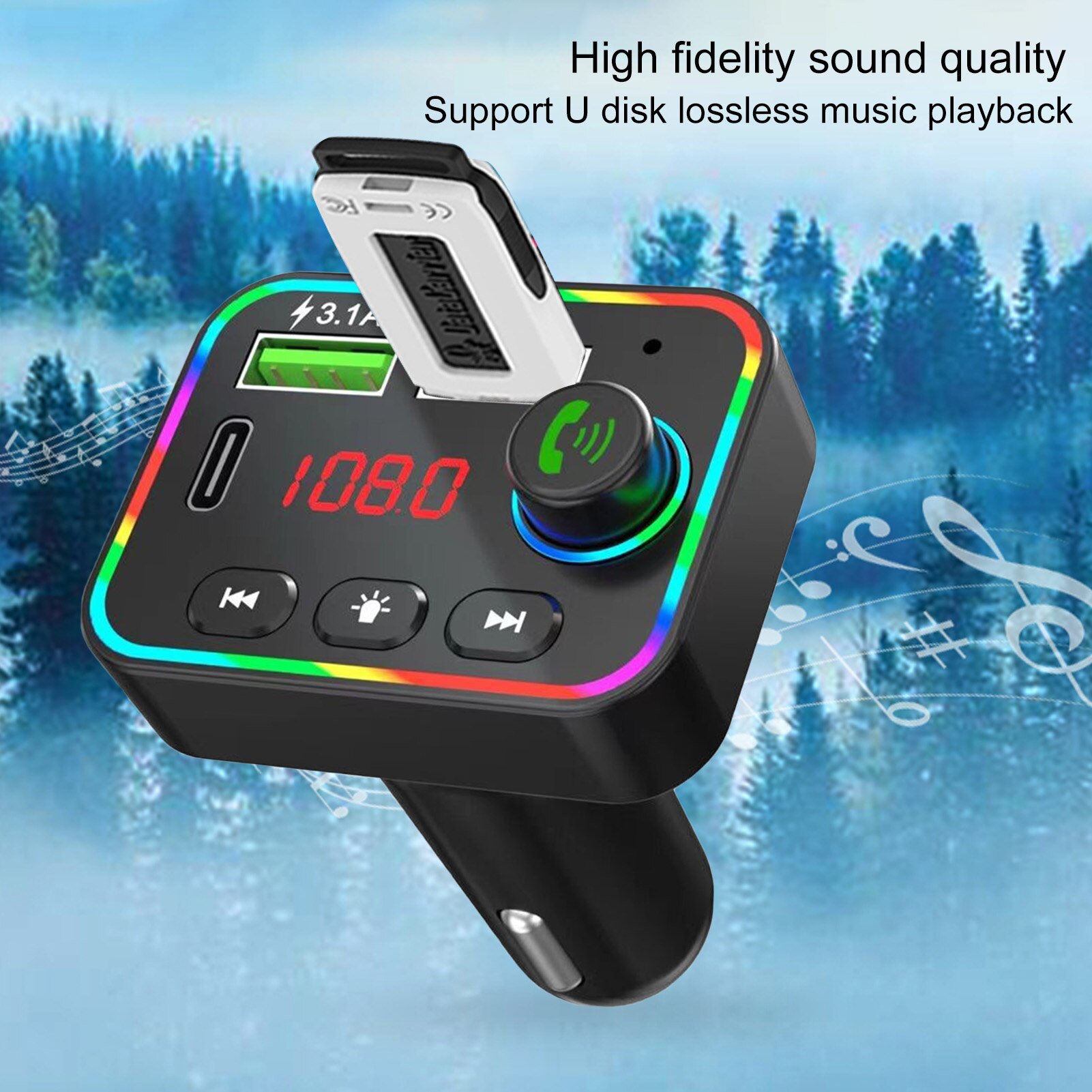 Modulator FM Auto usb charger F4 universal, Negru - eMAG.ro