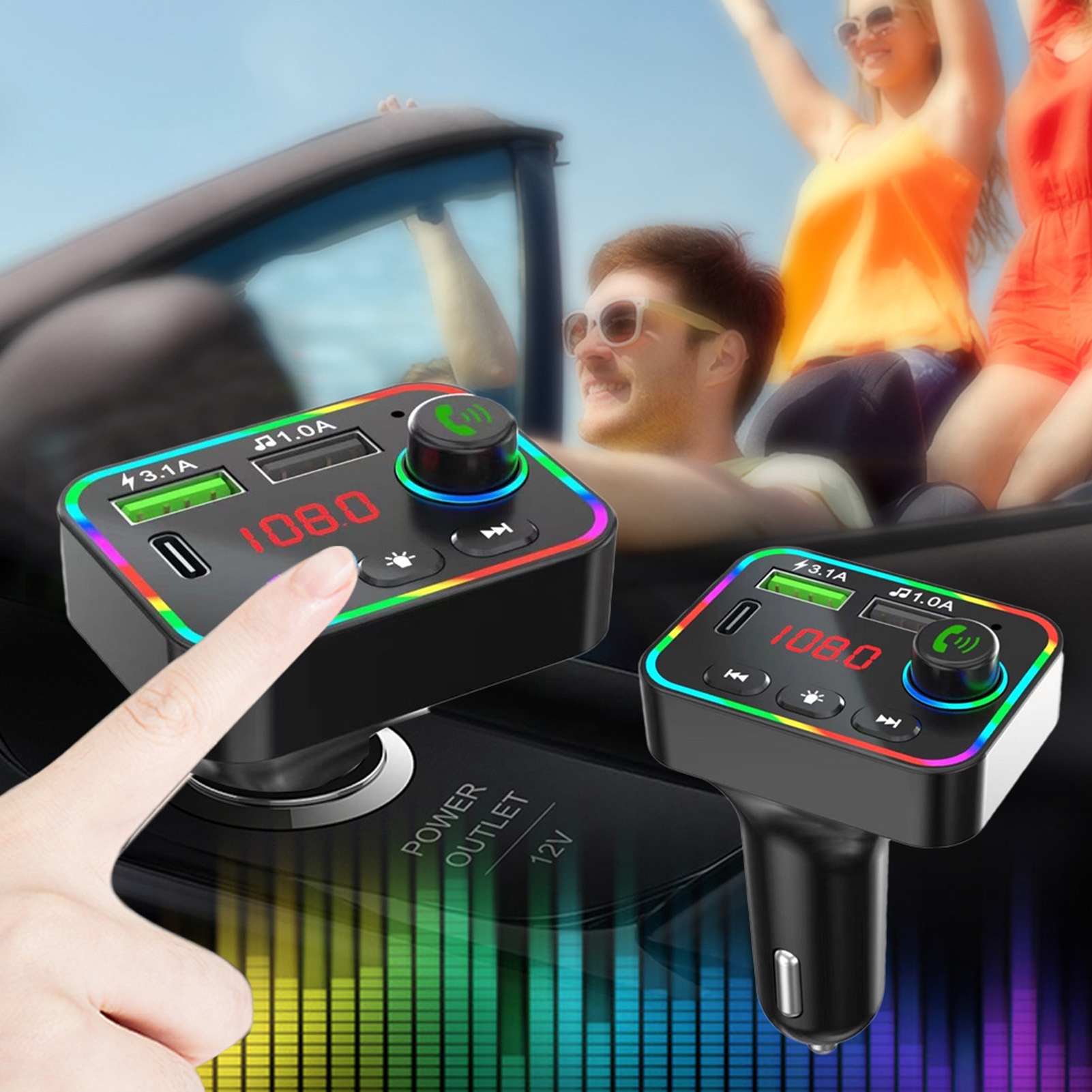 Modulator FM Auto usb charger F4 universal, Negru - eMAG.ro