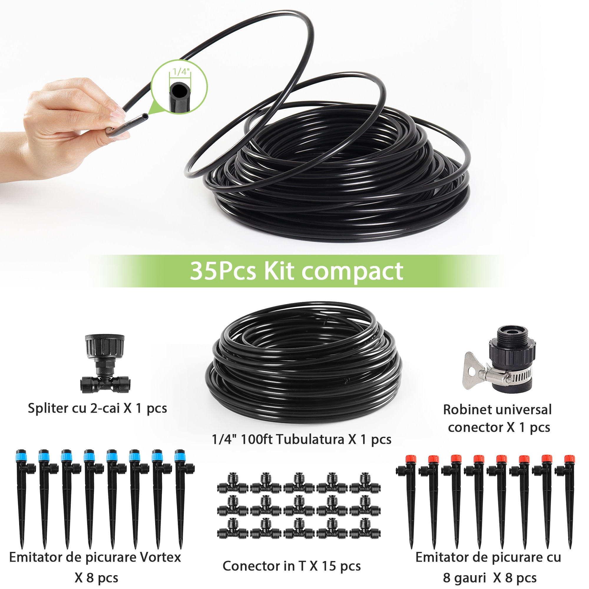 Sistem de irigare pentru gradina, Mixc, irigatii prin picurare, 100 ft ...