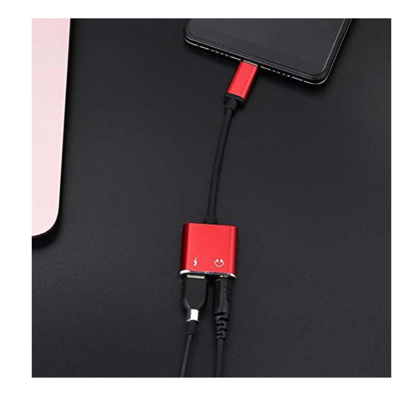 Adaptor 2in1 cu casti si charger USB Type C si jack 3,5 mm, splitter ...