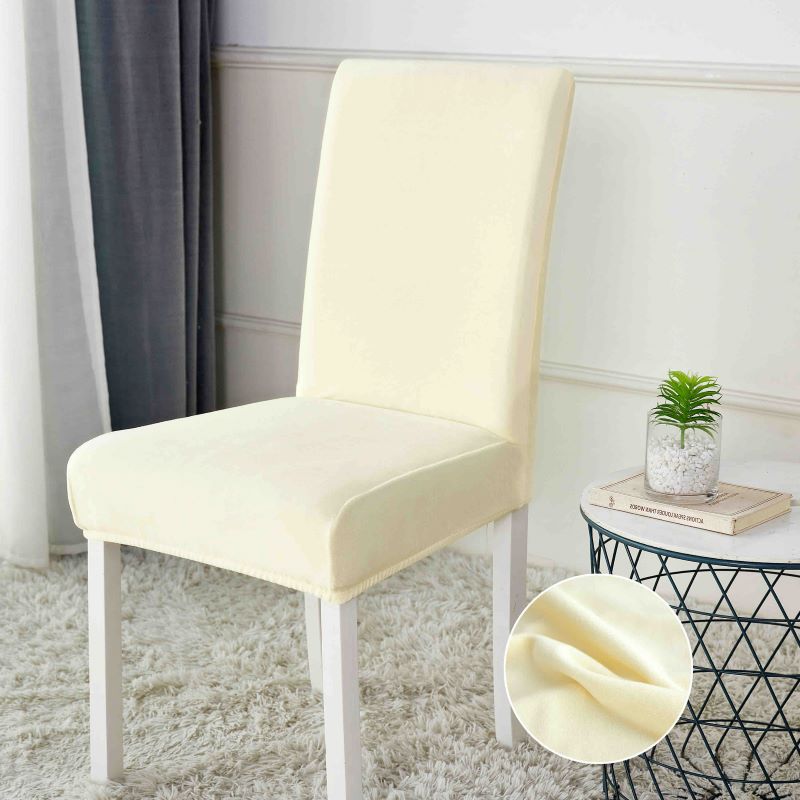 Set 6 huse pentru scaune, Jojo Home, Uni, Catifea Elastica, Alb Unt ...