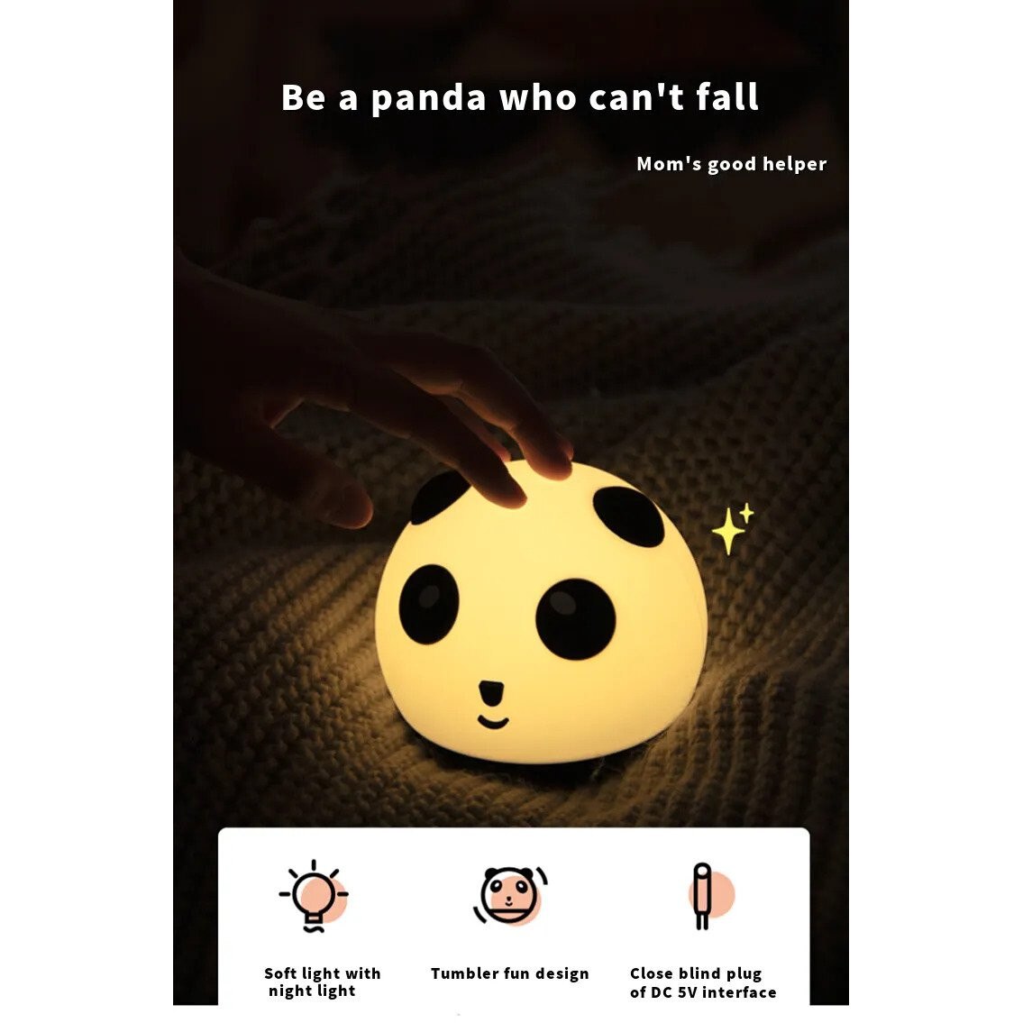 Lampa de veghe pentru copii Azyrex, model Panda, senzor tactil, LED, 7 ...