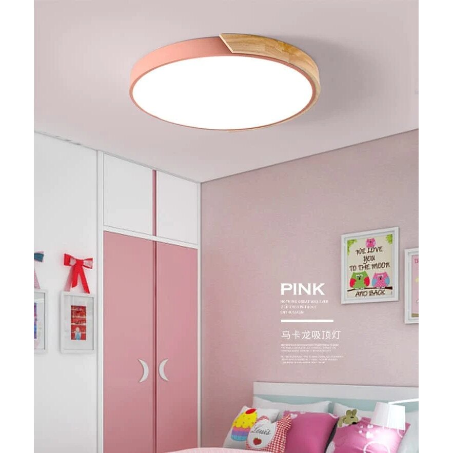 Plafoniera Cu Led Macaron, Goeco, Metal/Lemn, 220v, 24w, Dimensiuni 30 ...