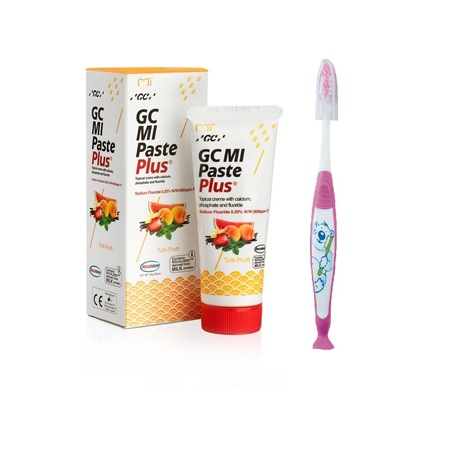 Set crema dentara topica pe baza de apa GC MI PASTE, tutti fruti, 40 g ...