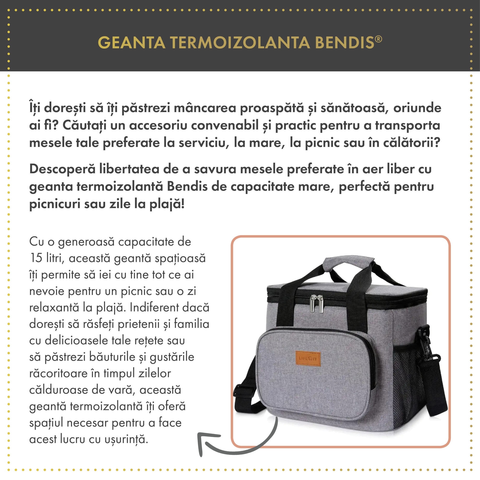 Geanta termoizolanta pentru picnic/ plaja/ calatorii, frigorifica ...