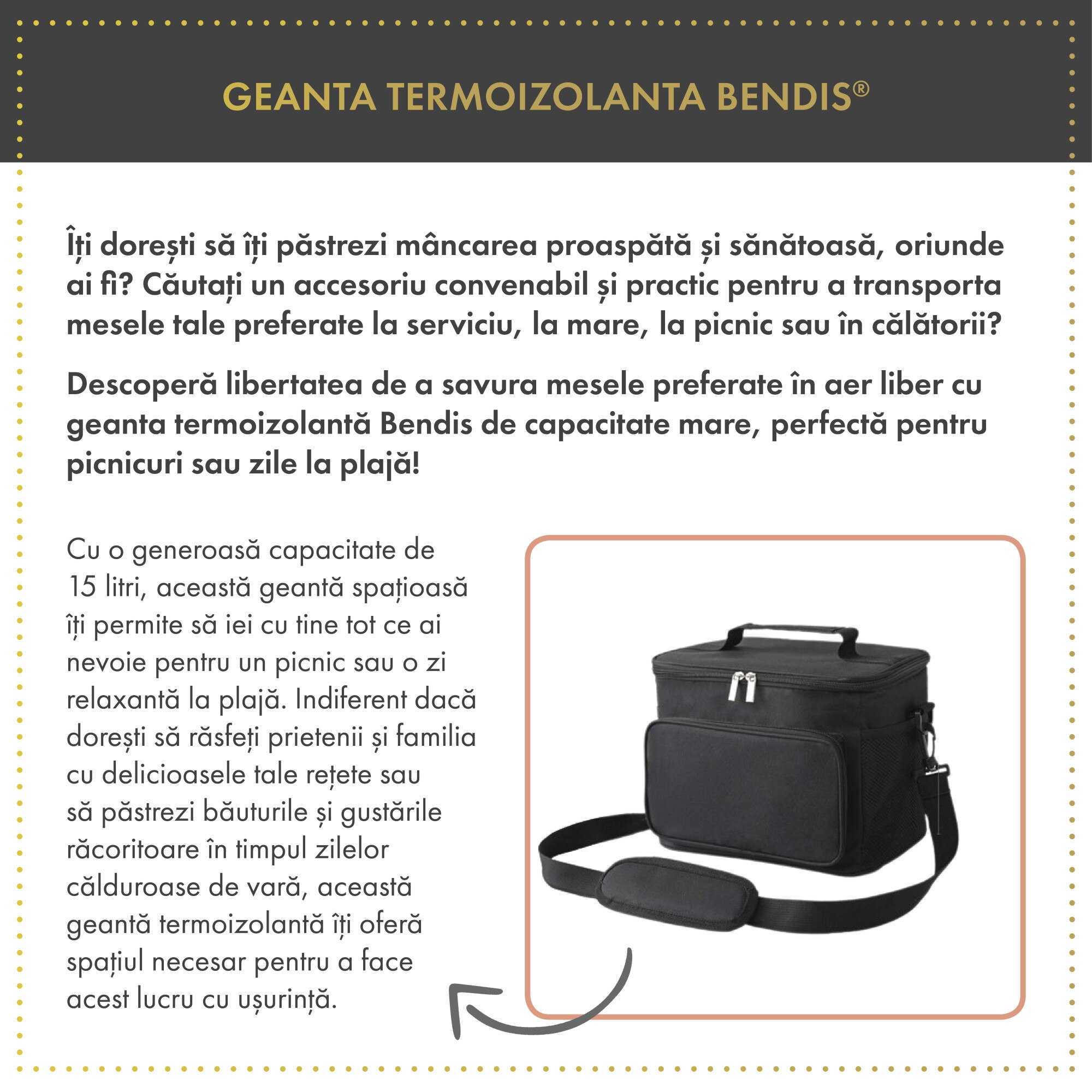 Geanta termoizolanta pentru picnic/ plaja/ calatorii, frigorifica ...