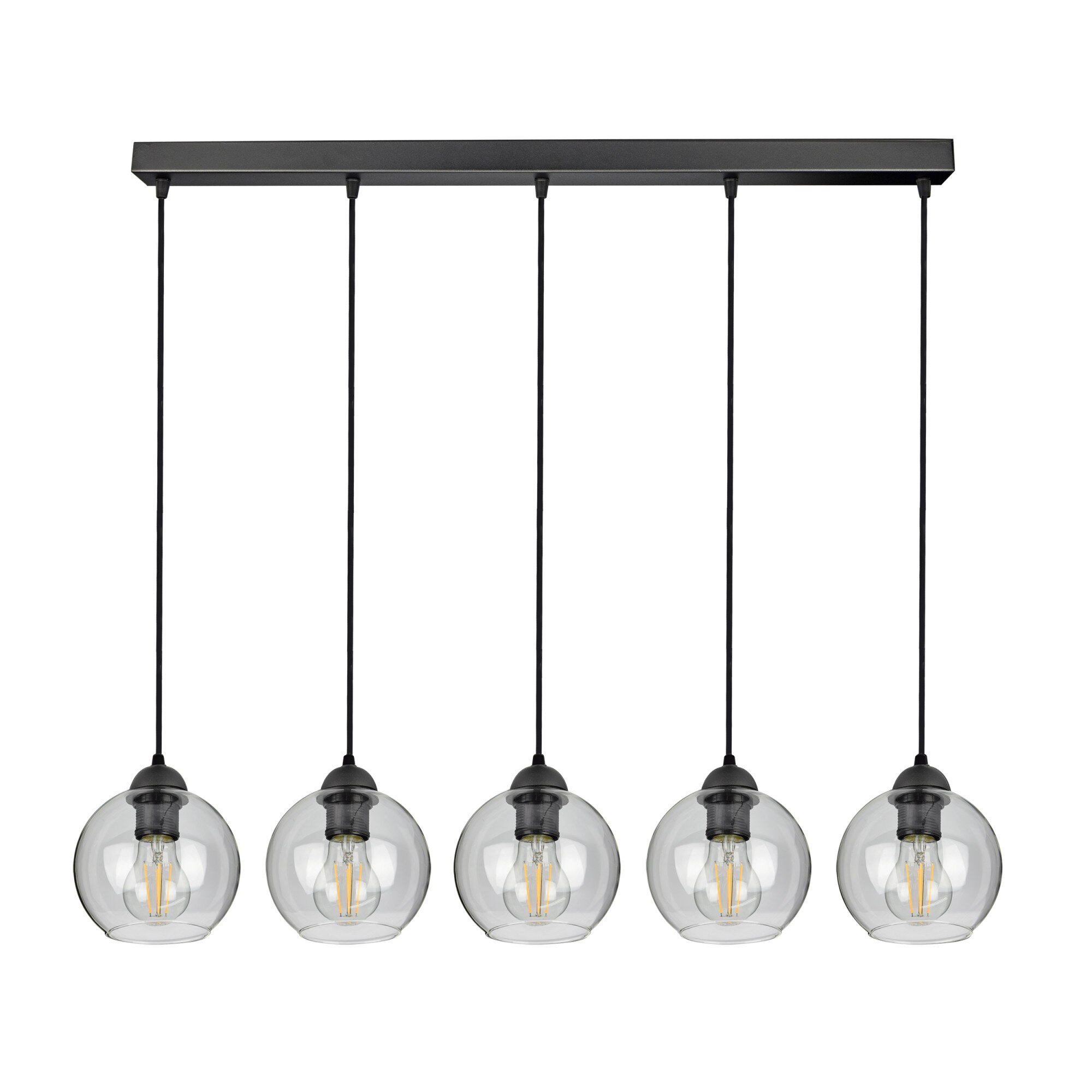 Lampa suspendata, Kiki Design, E27, Metal/Sticla, Negru/Transparent ...