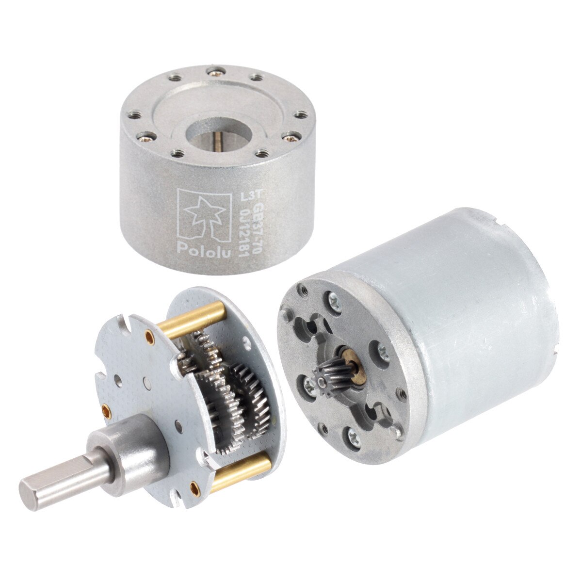 Motor electric metalic, Pololu, 24V, 19:1, 37Dx68L, pinion elicoidal ...