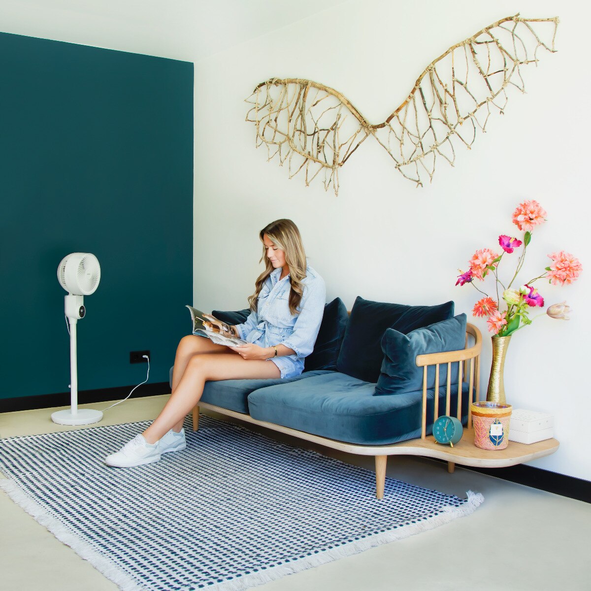 Ventilator cu picior, VONROC, AF503AC_WHITE, luxos, foarte silentios, 3 ...