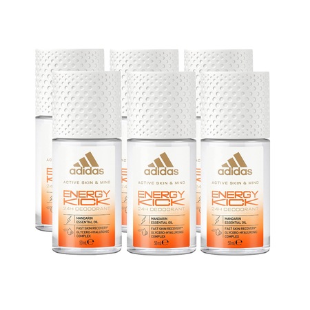 Set 6 x Deodorant Adidas Energy Kick 24h cu ulei de mandarine, barbati ...