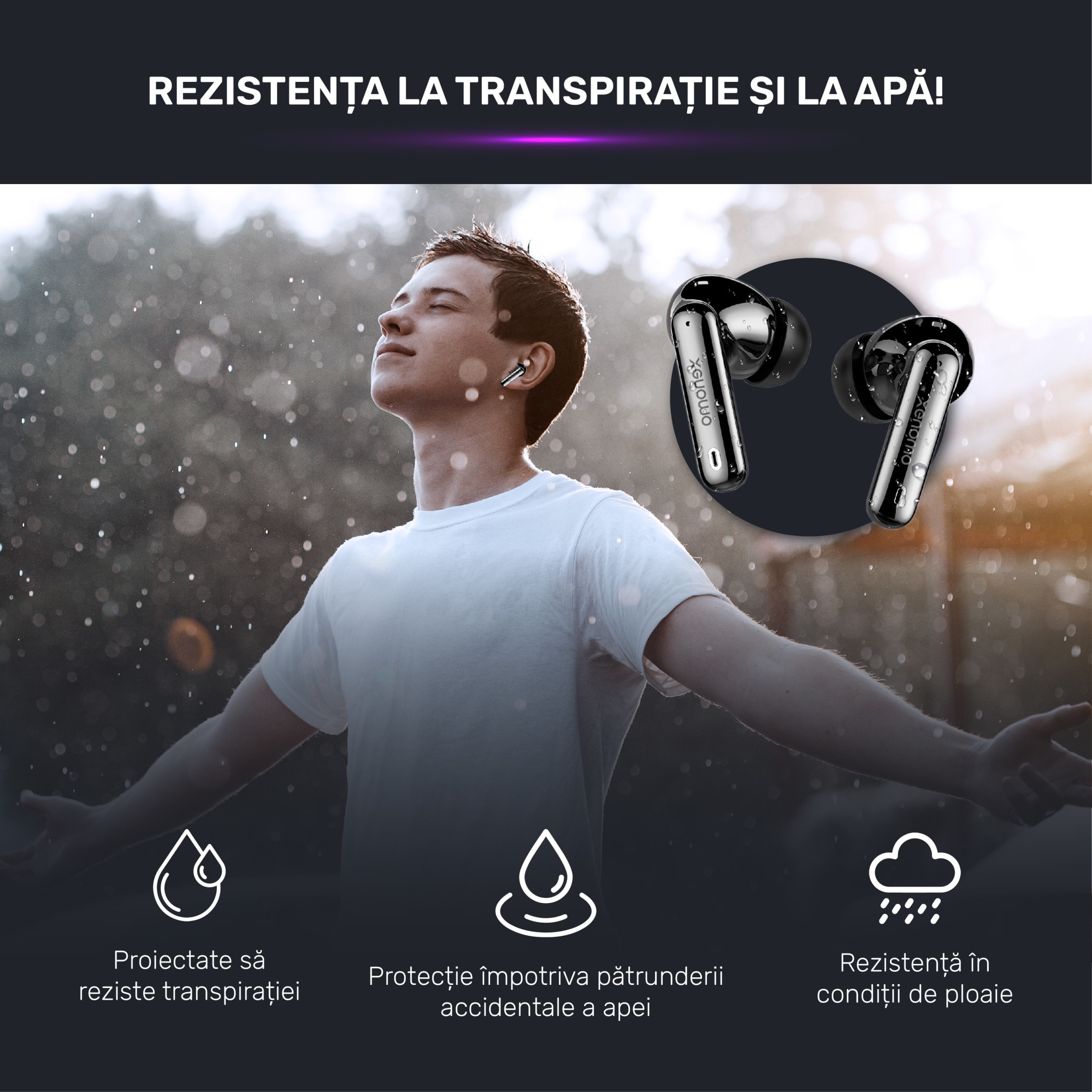 Casti Wireless Audio Xenomo® BEAT-X, fara fir, Bluetooth 5.3, Microfon ...