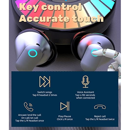 Bluetooth 5.3 Untethered Gaming Headset UFO RGB Light IPX4 Vízálló ...