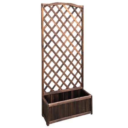 Jardiniera cu spalier de gradina si terasa, din lemn, maro inchis, 180 ...