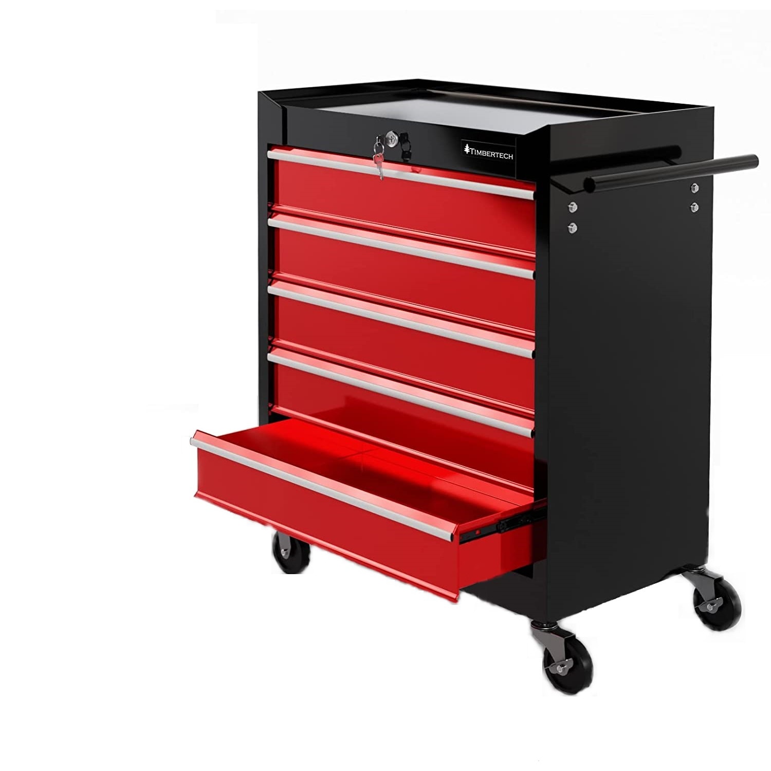Dulap modular pe roti pentru scule, 5 sertare, blocabil, 2 chei, otel ...