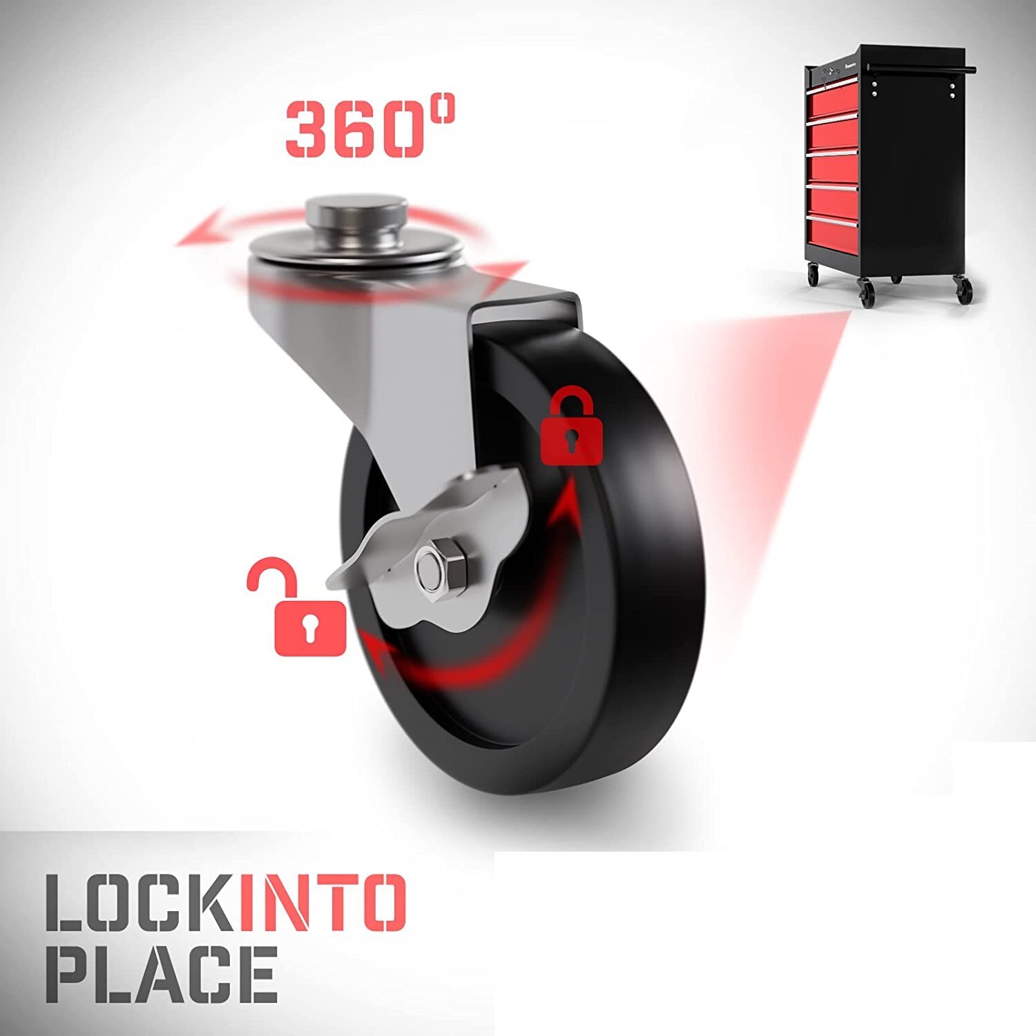 Dulap modular pe roti pentru scule, 5 sertare, blocabil, 2 chei, otel ...
