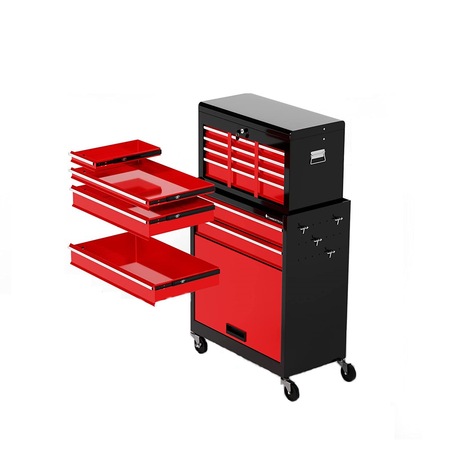 Dulap modular pe roti pentru scule, 9 sertare, blocabil, 2 chei, otel ...