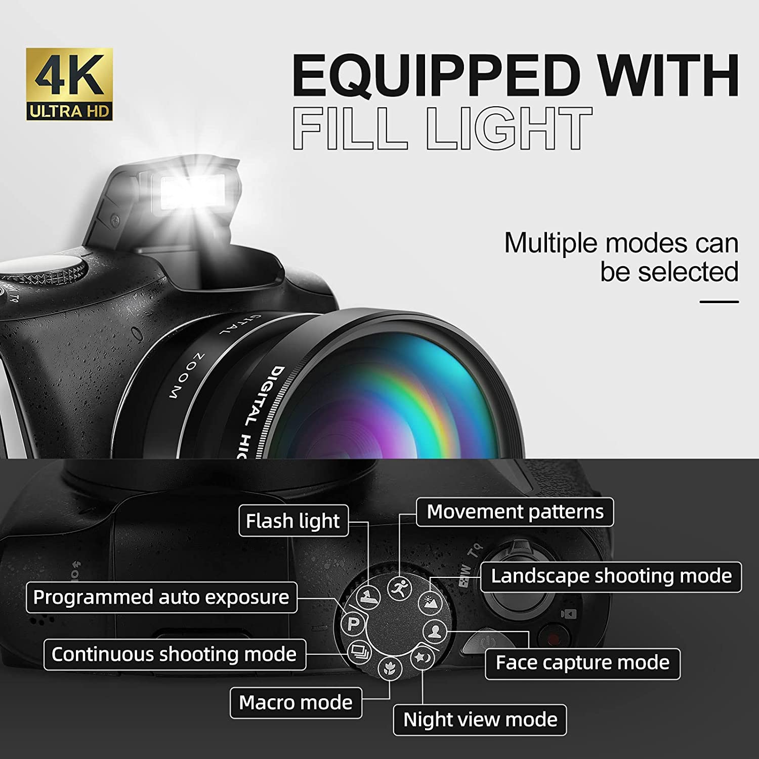 Aparat foto digital, NBD®, 4K, 48MP, Ultra HD, 3.0'', 16X Digital Zoom, Negru - eMAG.ro