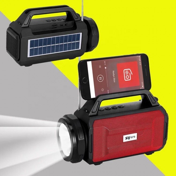 Boxa portabila cu radio FM, lanterna si panou solar, Bluetooth, Radio ...