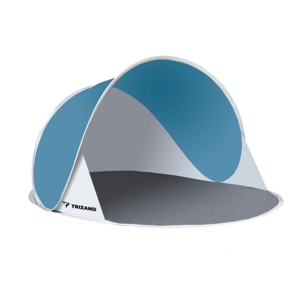 Cort de plaja, Trizand, POP-UP, Protectie UV, Impermeabil, Albastru/Gri ...