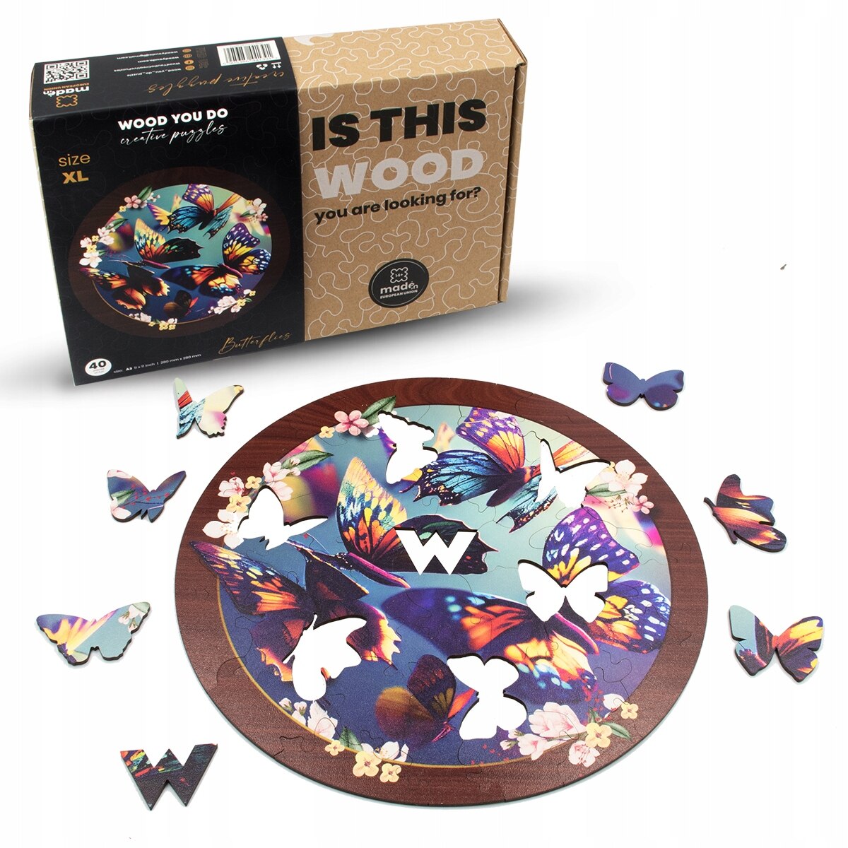 Puzzle din lemn, Wood You Do, Model Fluturi, XL, Multicolor - eMAG.ro