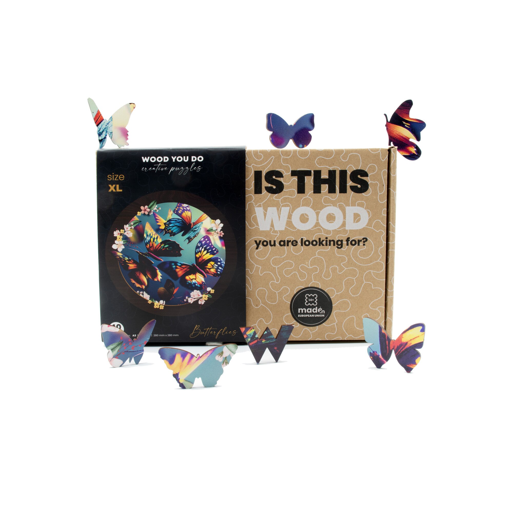 Puzzle din lemn, Wood You Do, Model Fluturi, XL, Multicolor - eMAG.ro